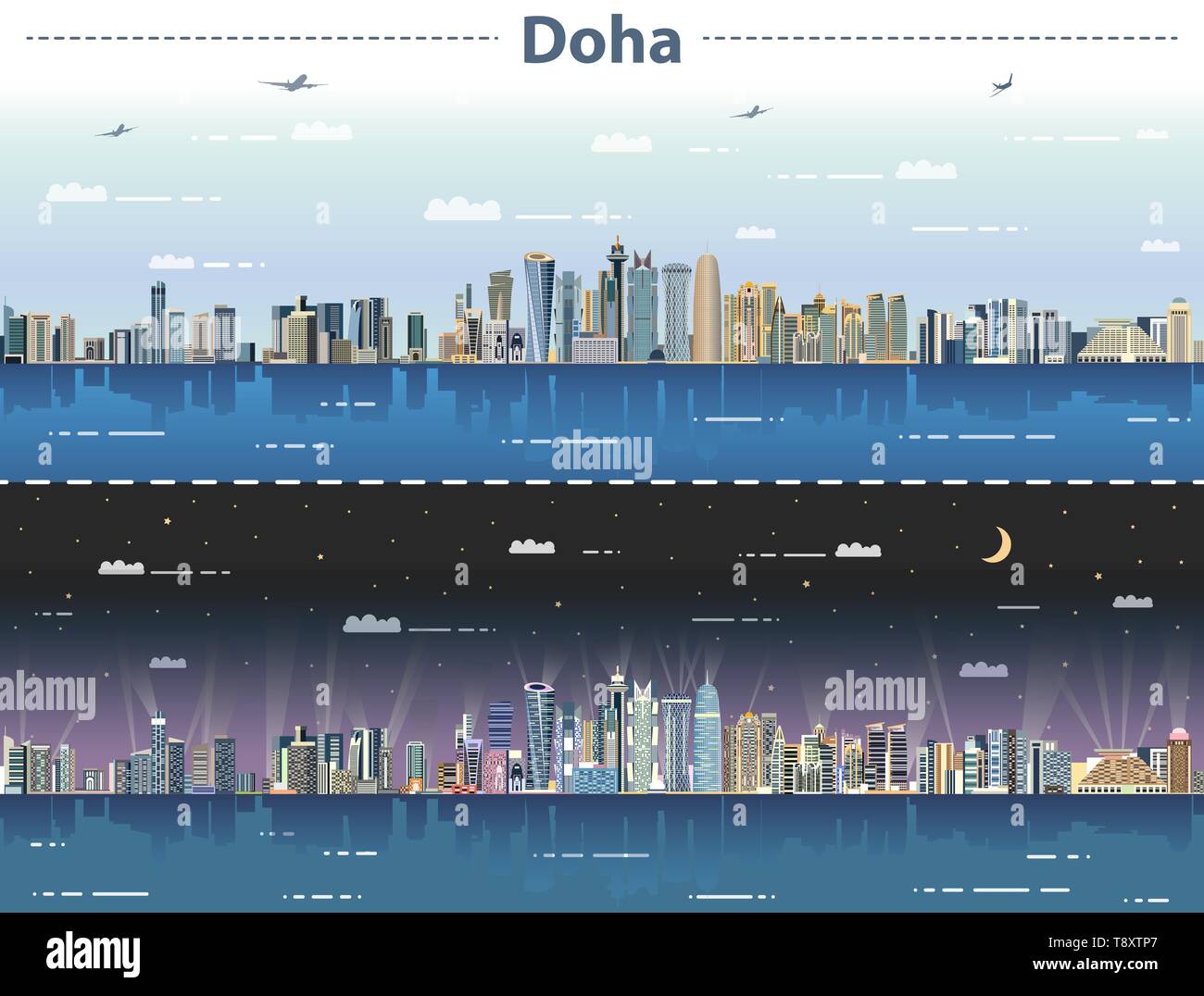 Doha skyline silhouette hi-res stock photography and images - Alamy