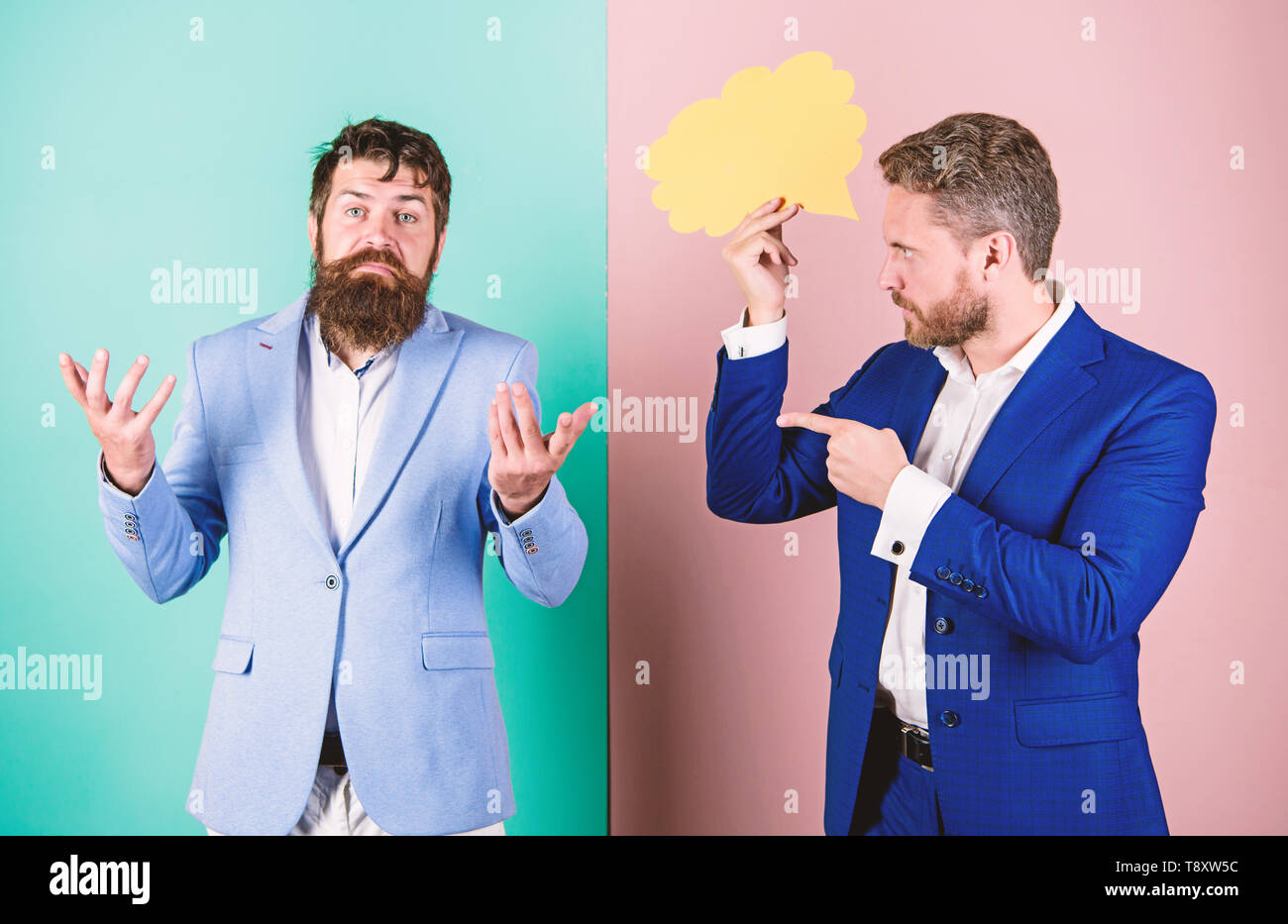 Business misunderstanding. Business team work on solving problem. Share ...