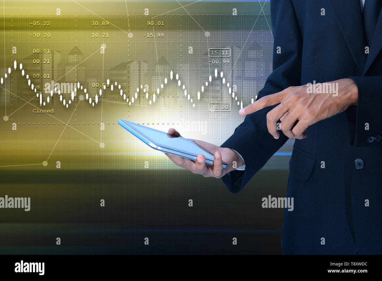 Sales growth graph in stock market Stock Photo - Alamy
