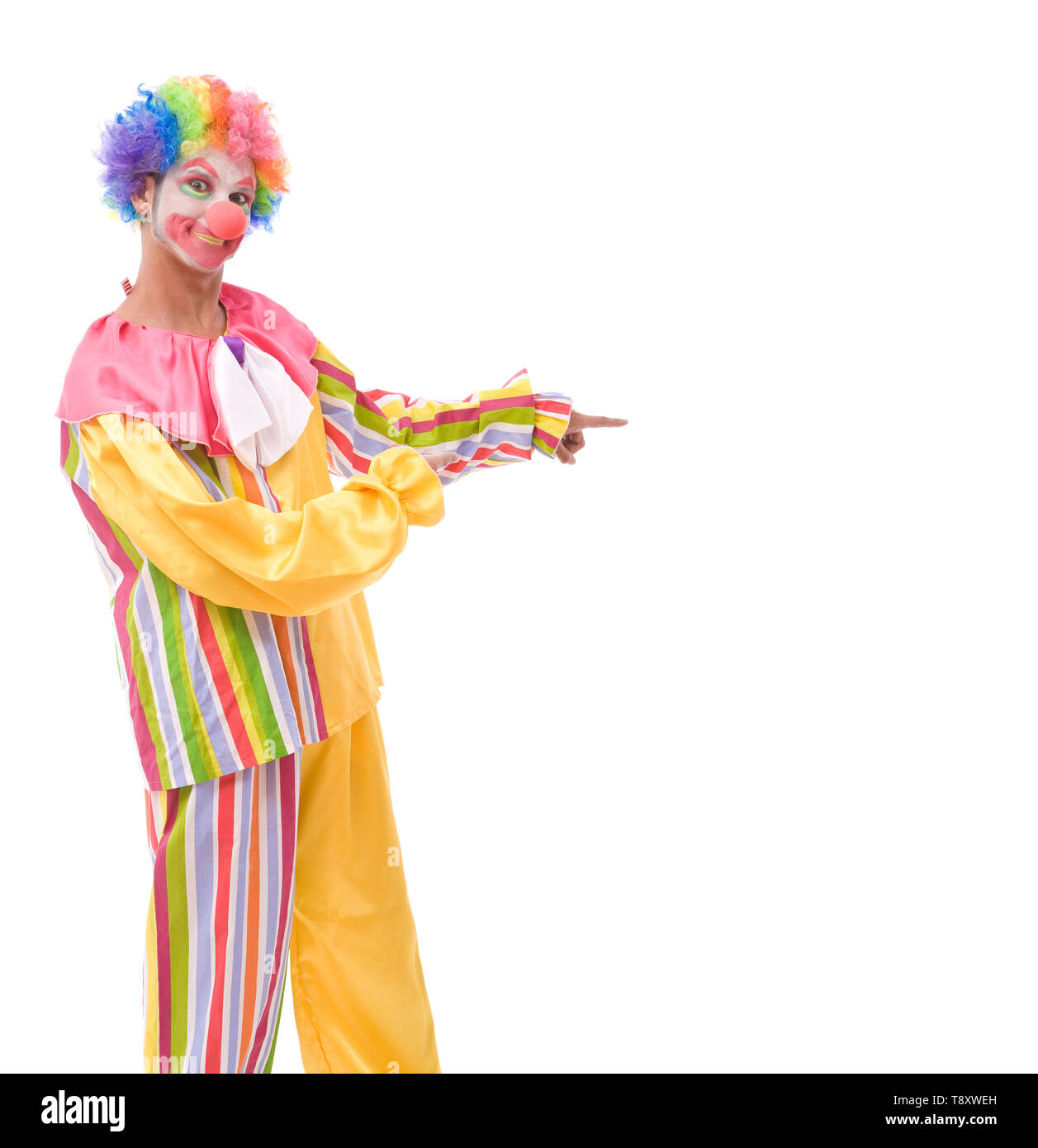 funny and colorful clown making a face on white Stock Photo - Alamy