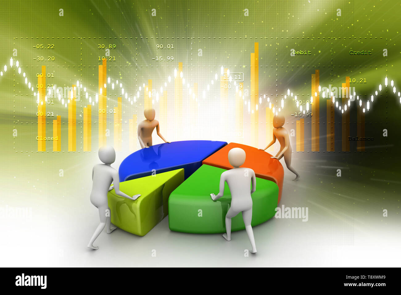 pie chart with 3d people Stock Photo - Alamy