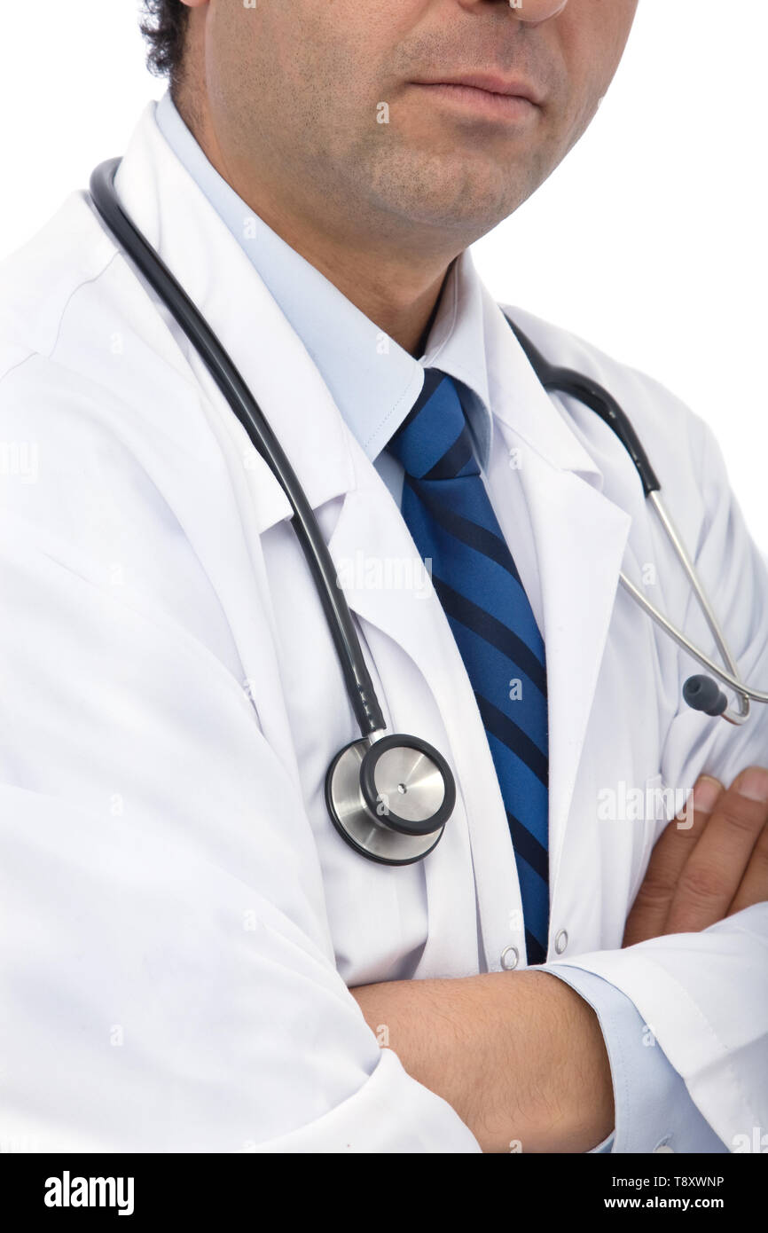 male doctor close up on white with stethoscope Stock Photo - Alamy