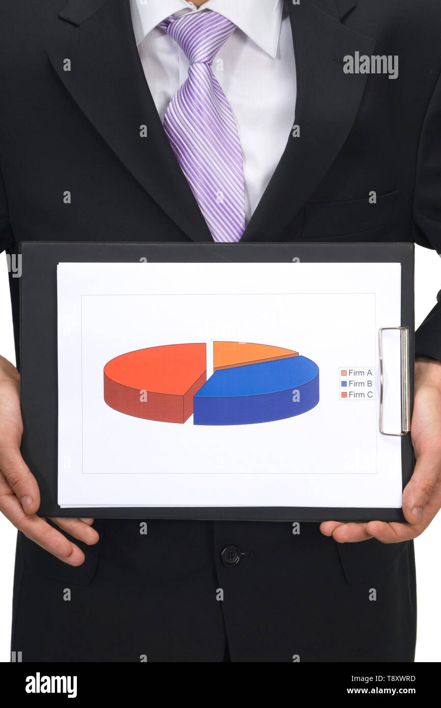 business presentation with financial clipboard on white Stock Photo - Alamy