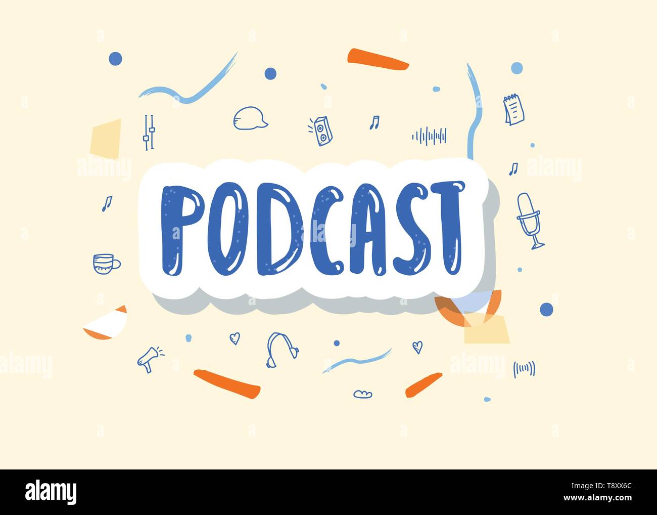 Podcast cover with handwritten lettering and decoration. Poster with ...