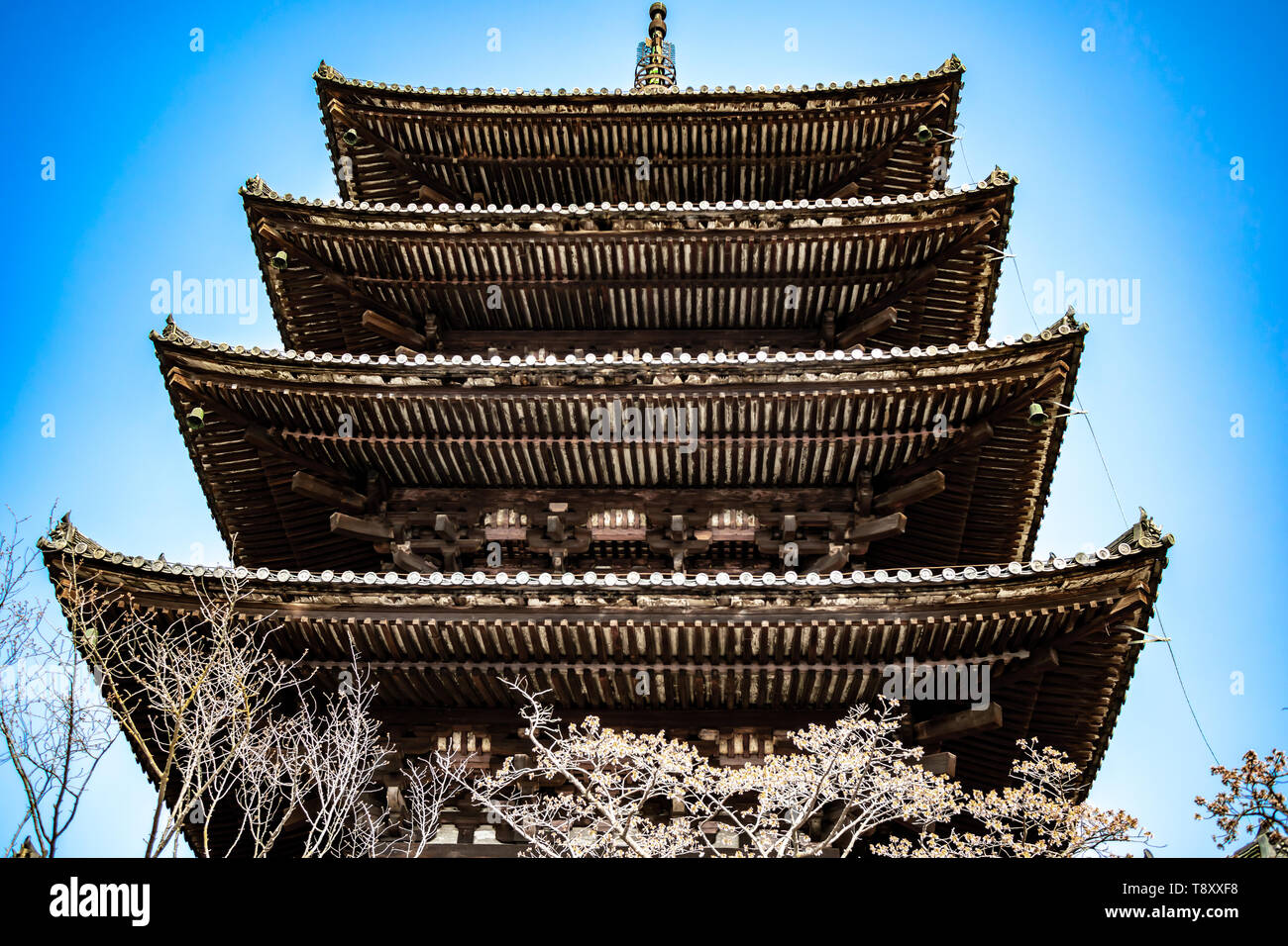 emposing temple looking up, with blue sky Stock Photo - Alamy
