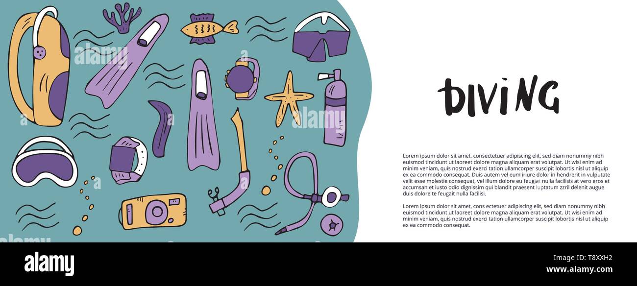 Social media banners template with scuba diving elements and equipment ...