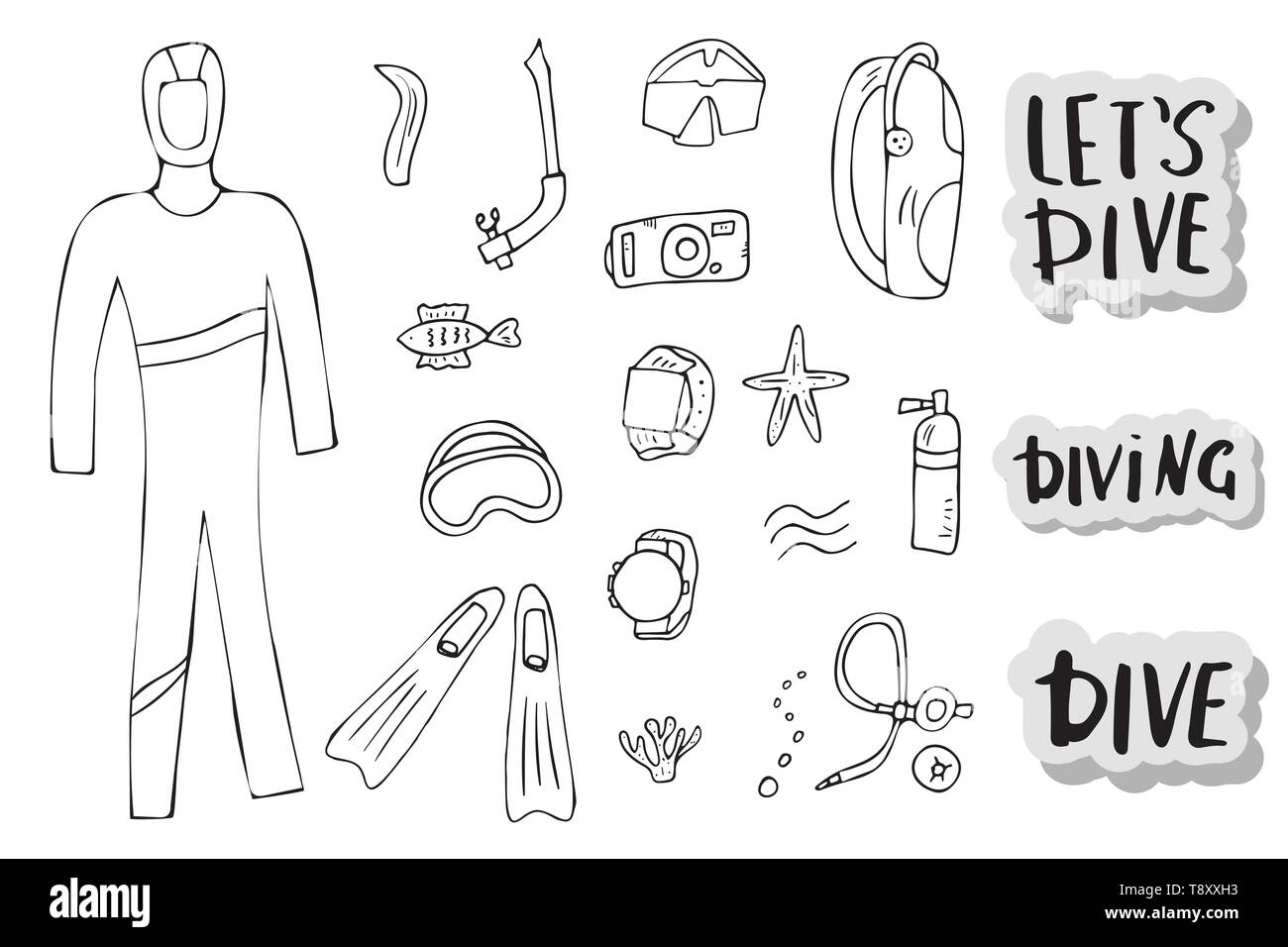 Scuba Diving Gear Drawing