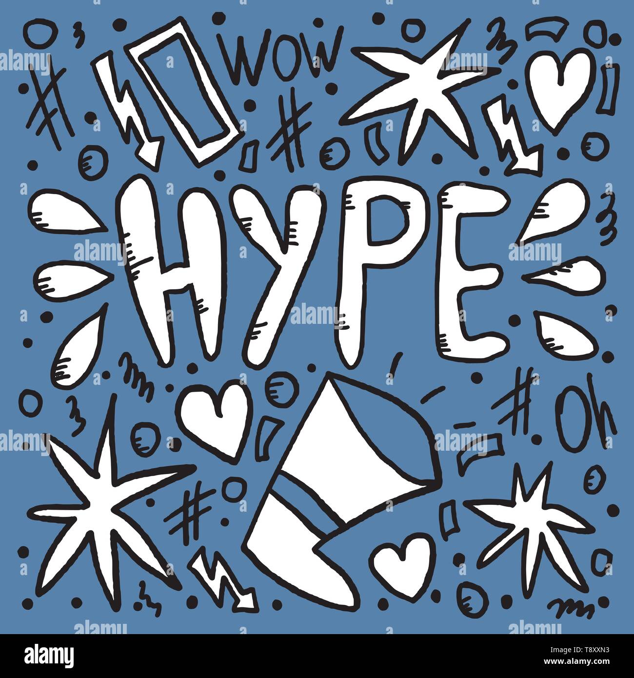 Hype handwritten lettering with decoration in doodle style. Poster ...