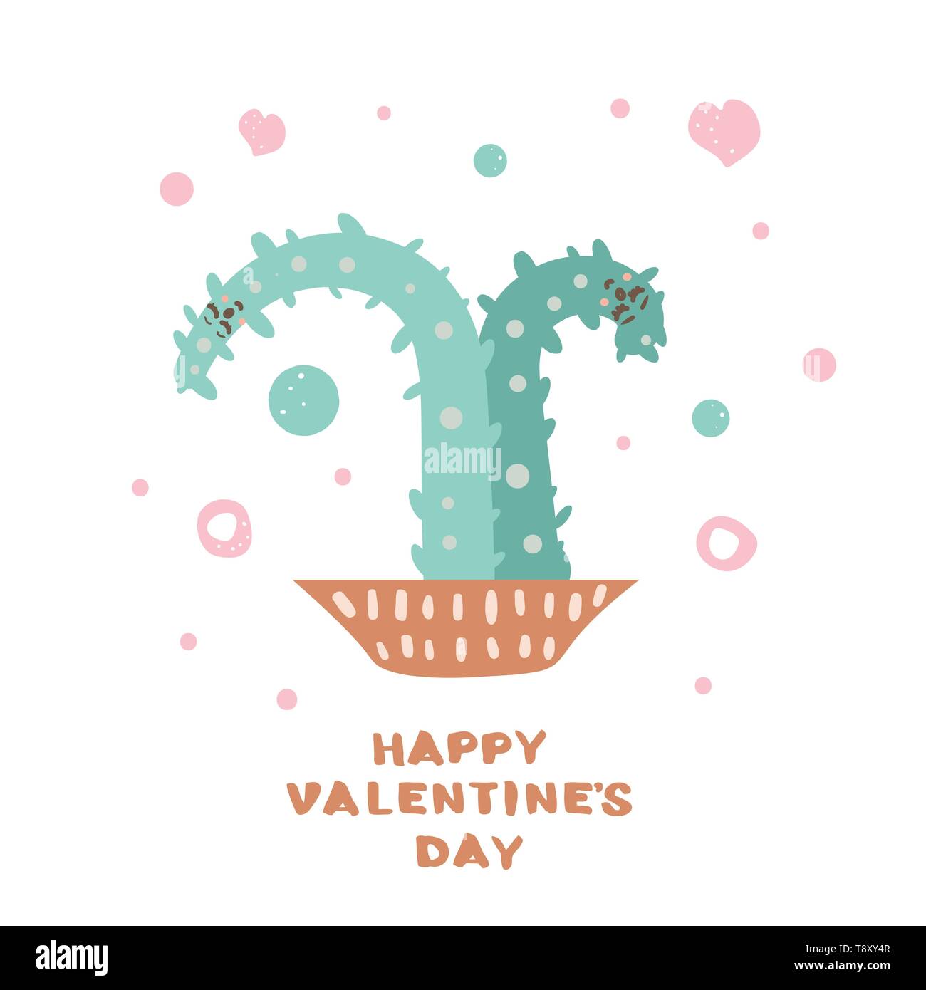 Happy Valentines Day greeting card template. Handwritten lettering with ...