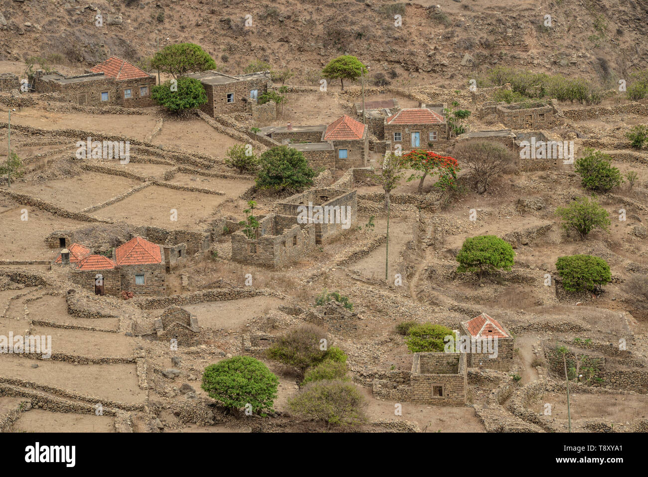 Cape Verde, Cabo Verde archipelago, Brava Island: overview of the arid ...
