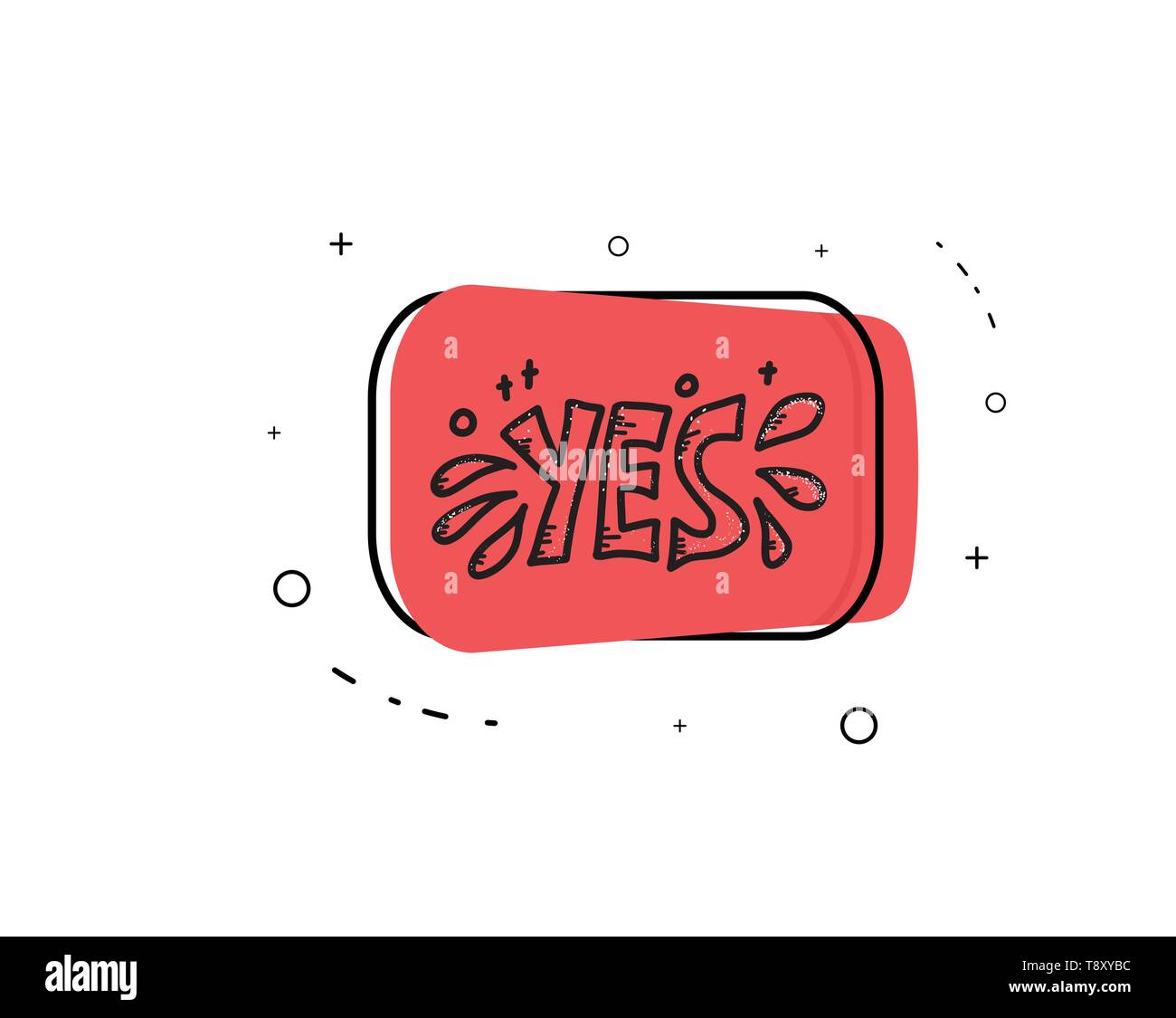 Yes button. Handwritten word geometric badge. Vector conceptual ...