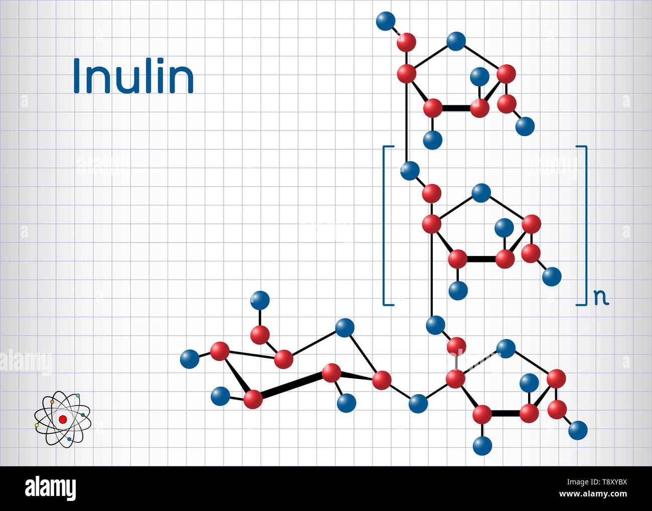 Inulin molecule. Sheet of paper in a cage. Structural chemical formula ...