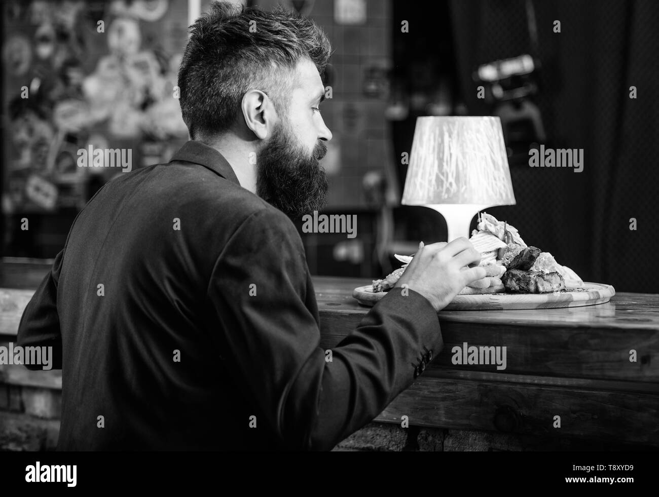 Delicious grilled meat fish Black and White Stock Photos & Images - Alamy