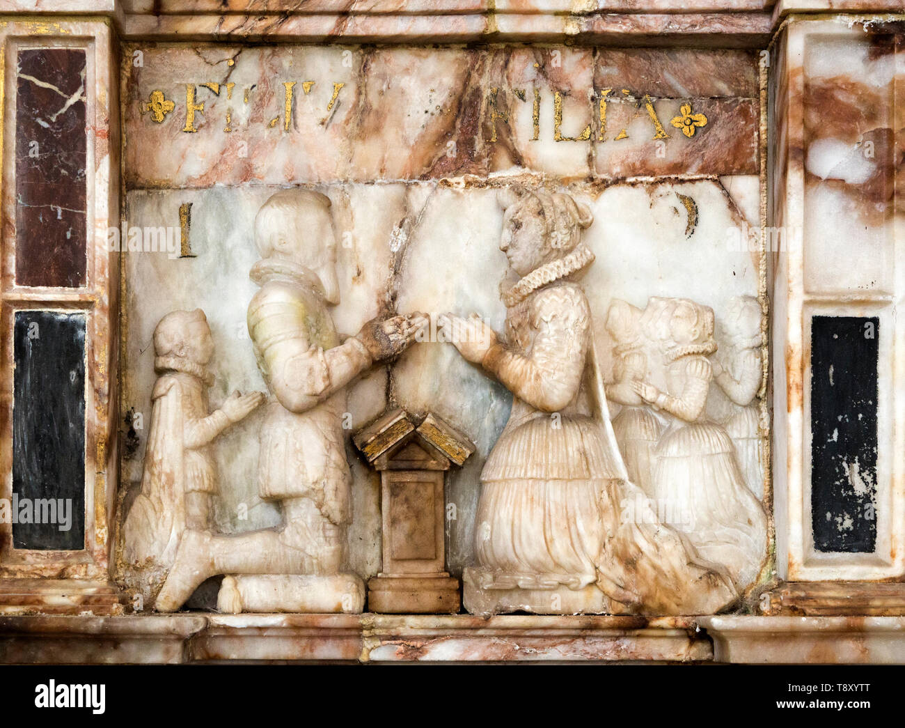 Tudor period 16th century Timperley family memorial alabaster monument ...