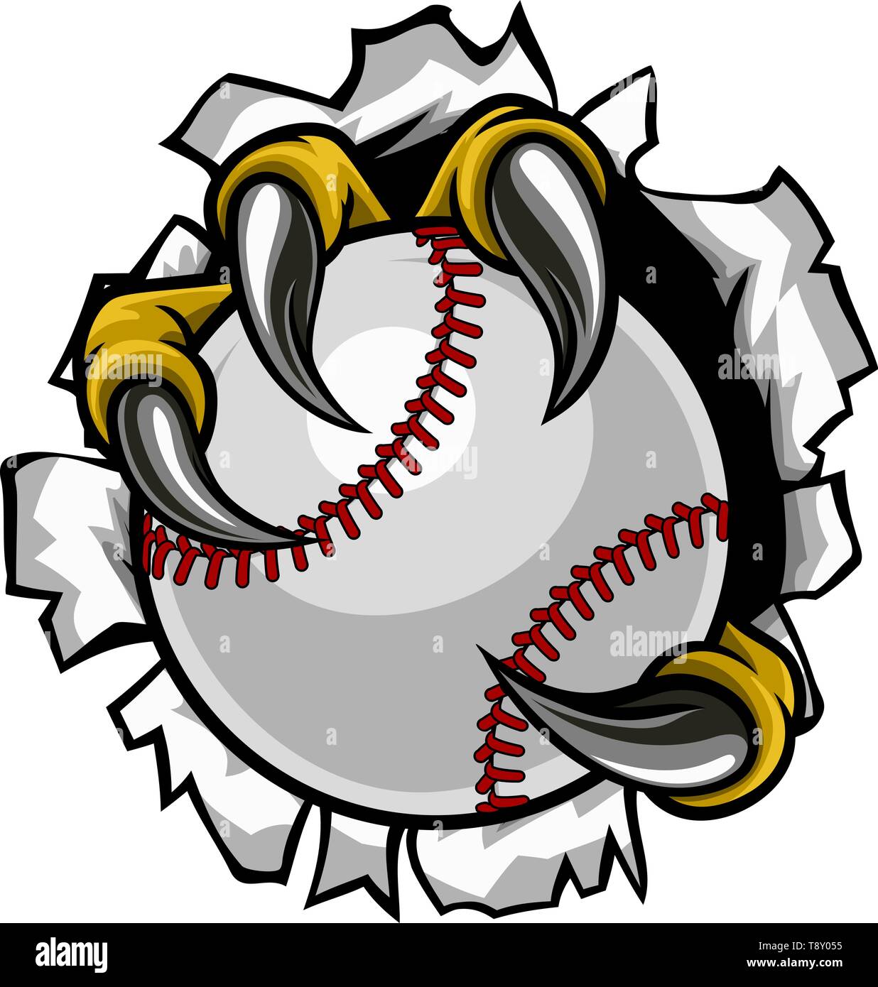 Baseball Ball Eagle Claw Talons Ripping Background Stock Vector Image ...