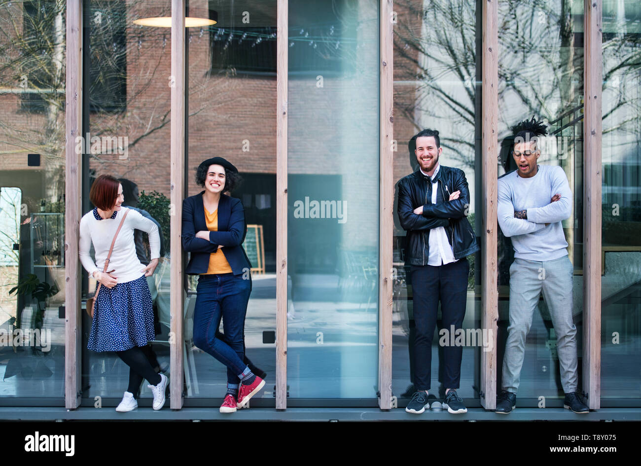 Group people in courtyard hi-res stock photography and images - Alamy