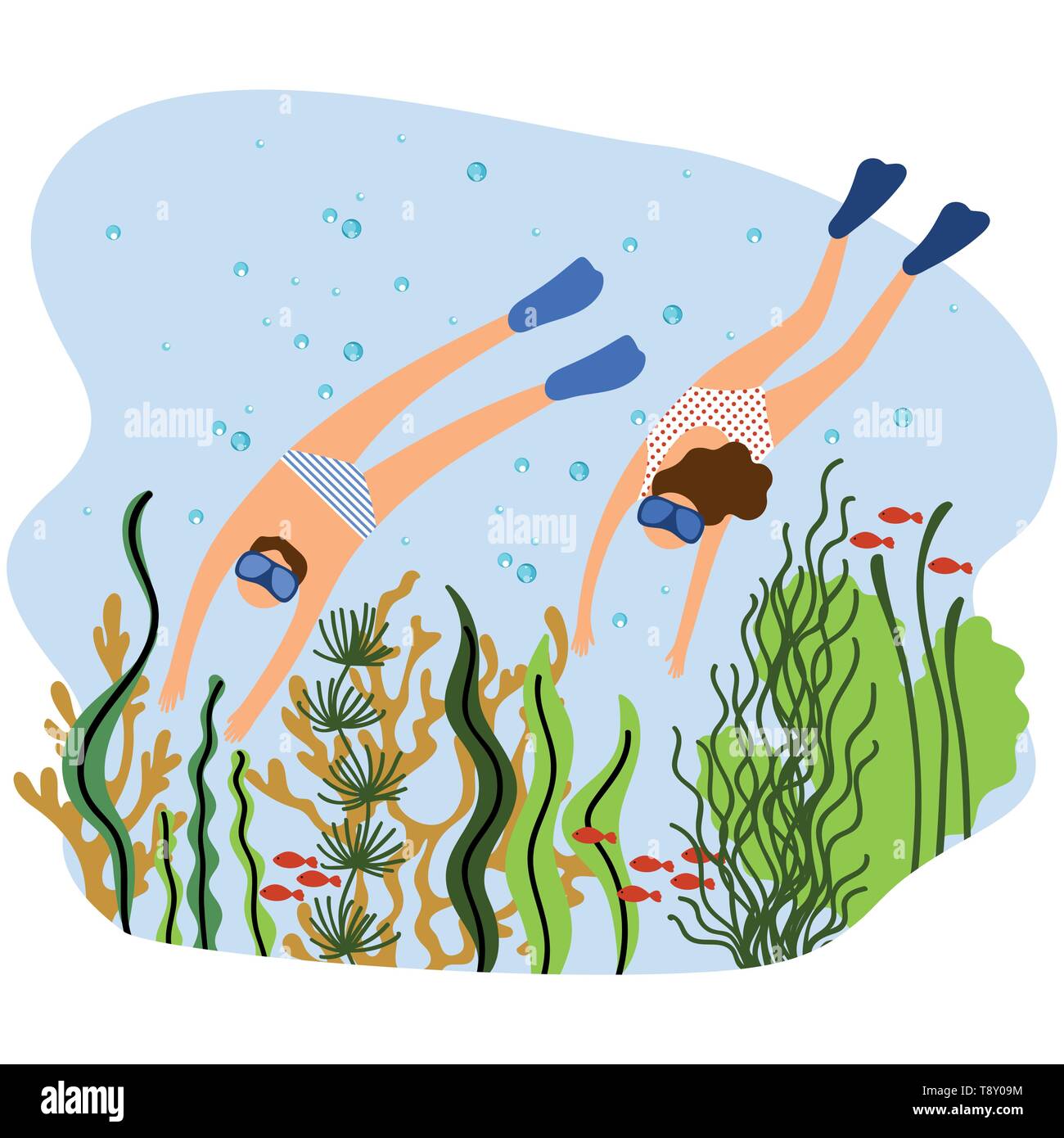 Woman Swim Underwater Stock Vector Images - Alamy