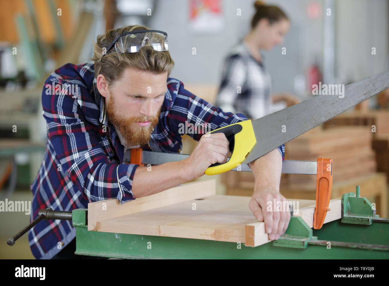 Man sawing top view hi-res stock photography and images - Alamy