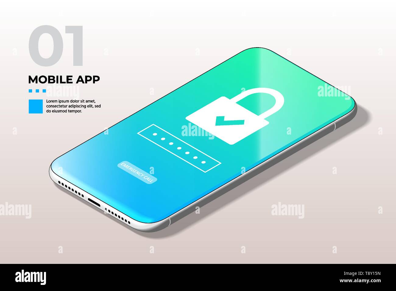 Modern Mobile Cell Phone with Lock Screen UI, UX and GUI Template Stock ...