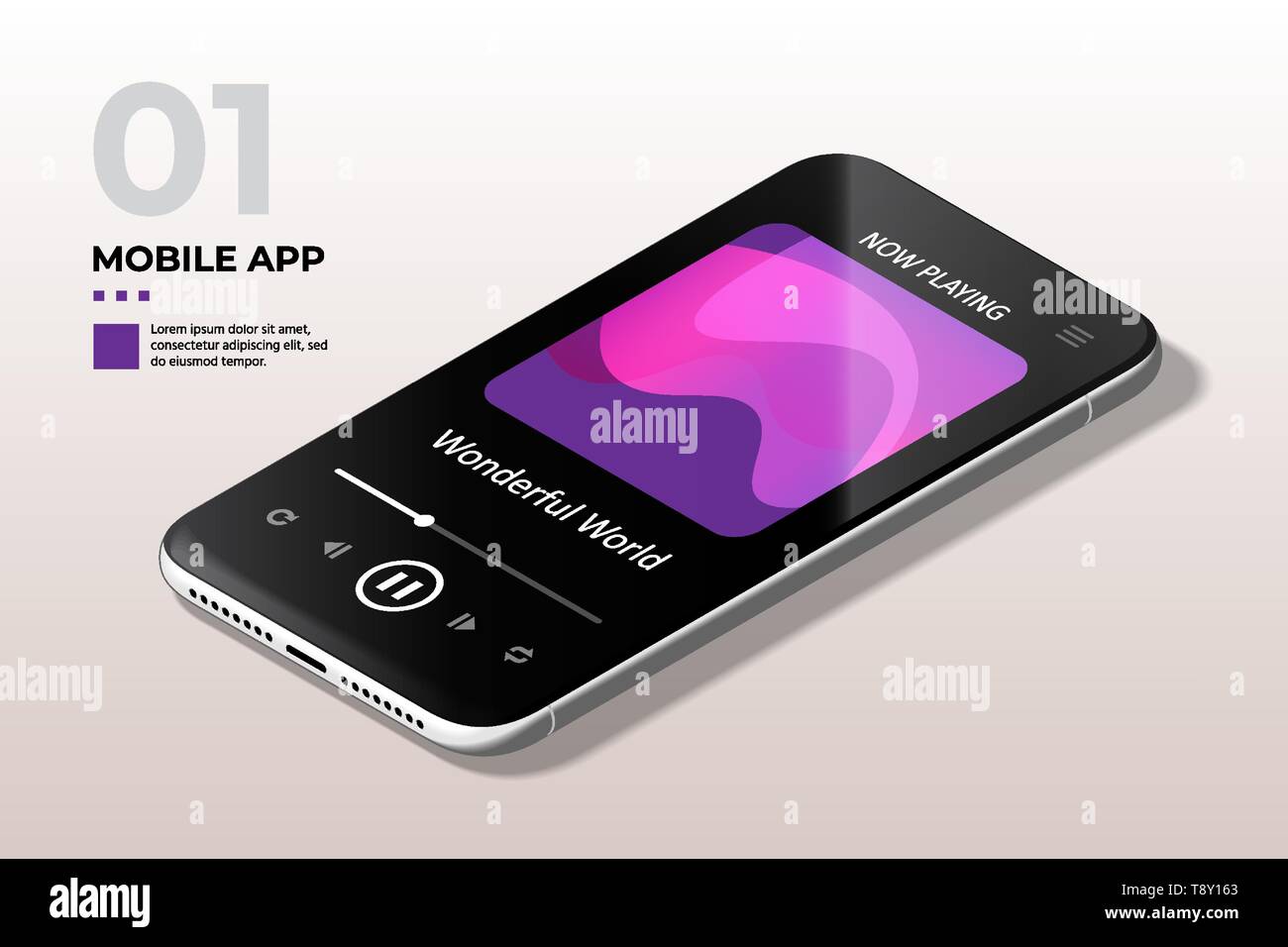 Modern Mobile Cell Phone with Audio Player UI, UX and GUI Template ...