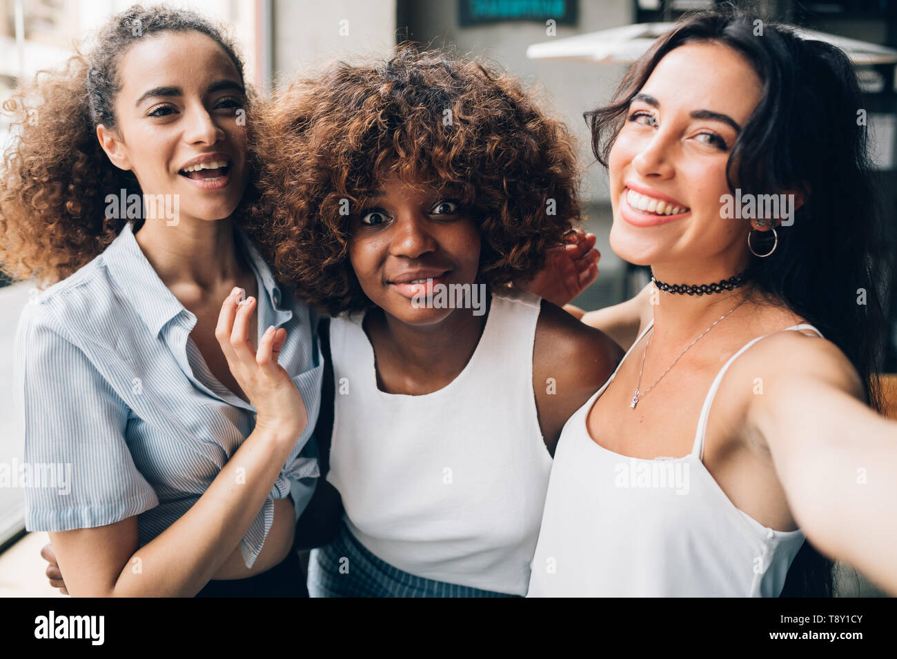 Young girls having fun and looking camera – friendship, cheerful ...