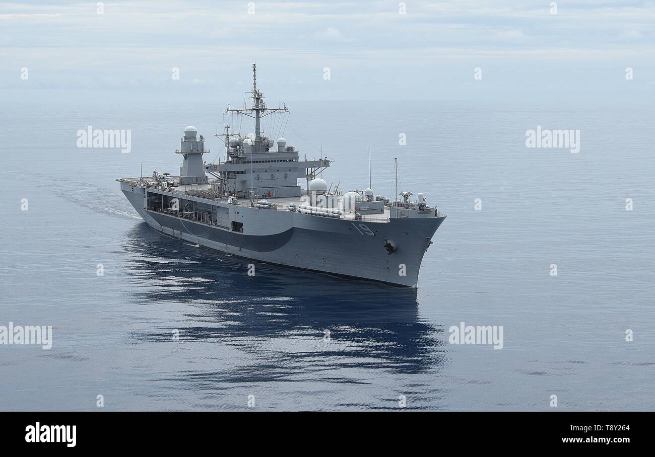 The U.S. Navy Blue Ridge-class amphibious command ship USS Blue Ridge ...