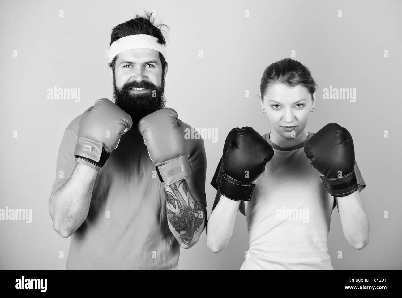 Couple boxing gloves Black and White Stock Photos & Images - Alamy