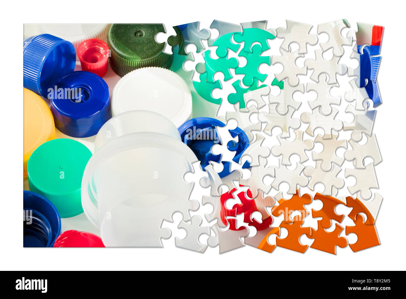 Plastics recycling concept image in jigsaw puzzle shape Stock Photo - Alamy