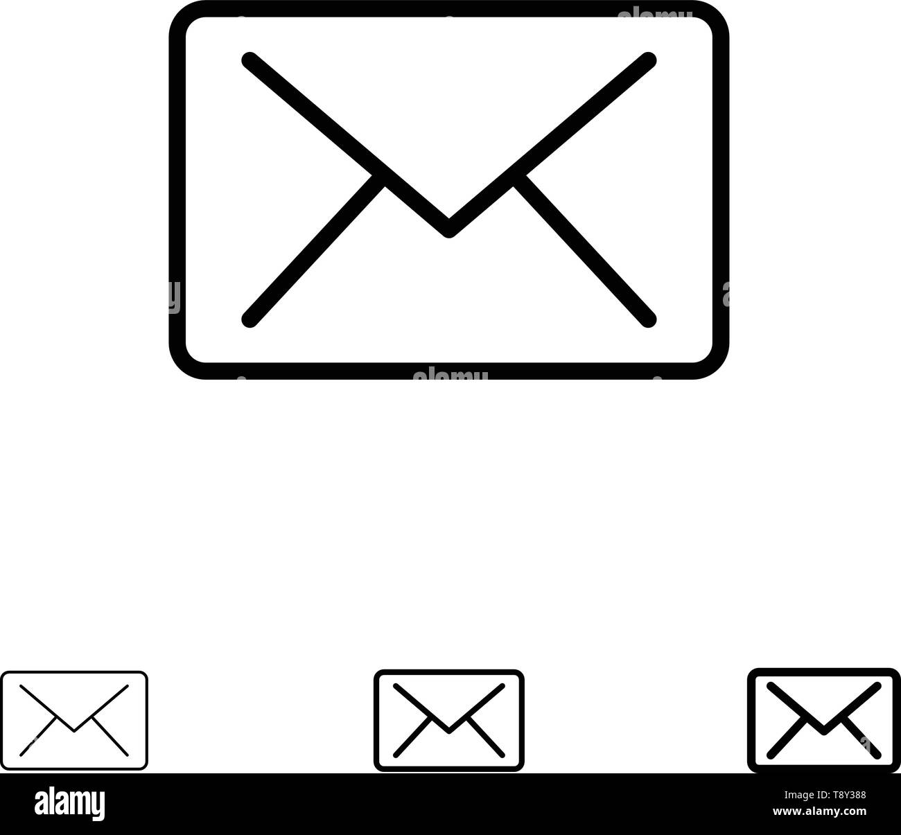 Email, Mail, Message Bold and thin black line icon set Stock Vector ...