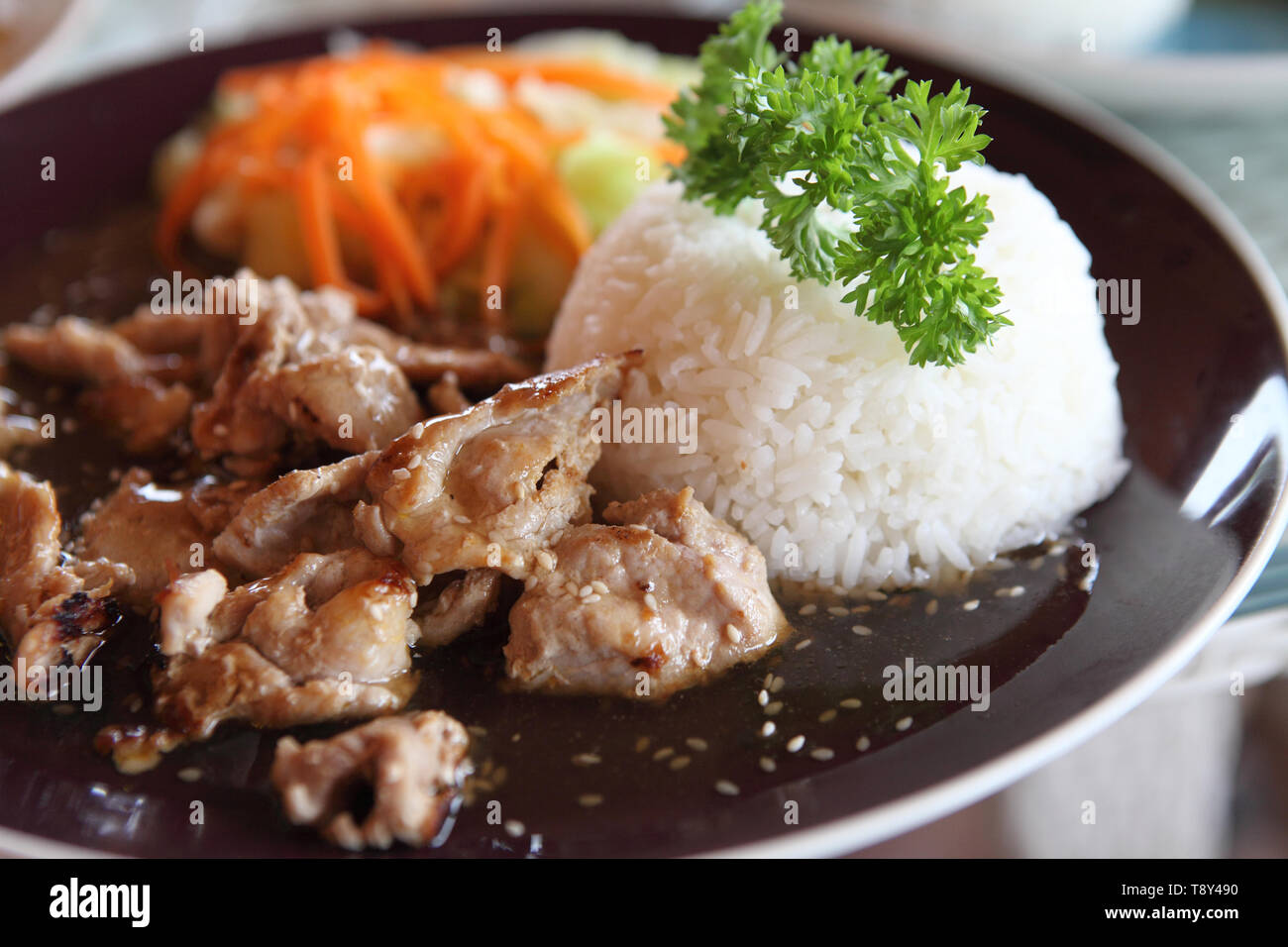 fried pork with rice Stock Photo - Alamy