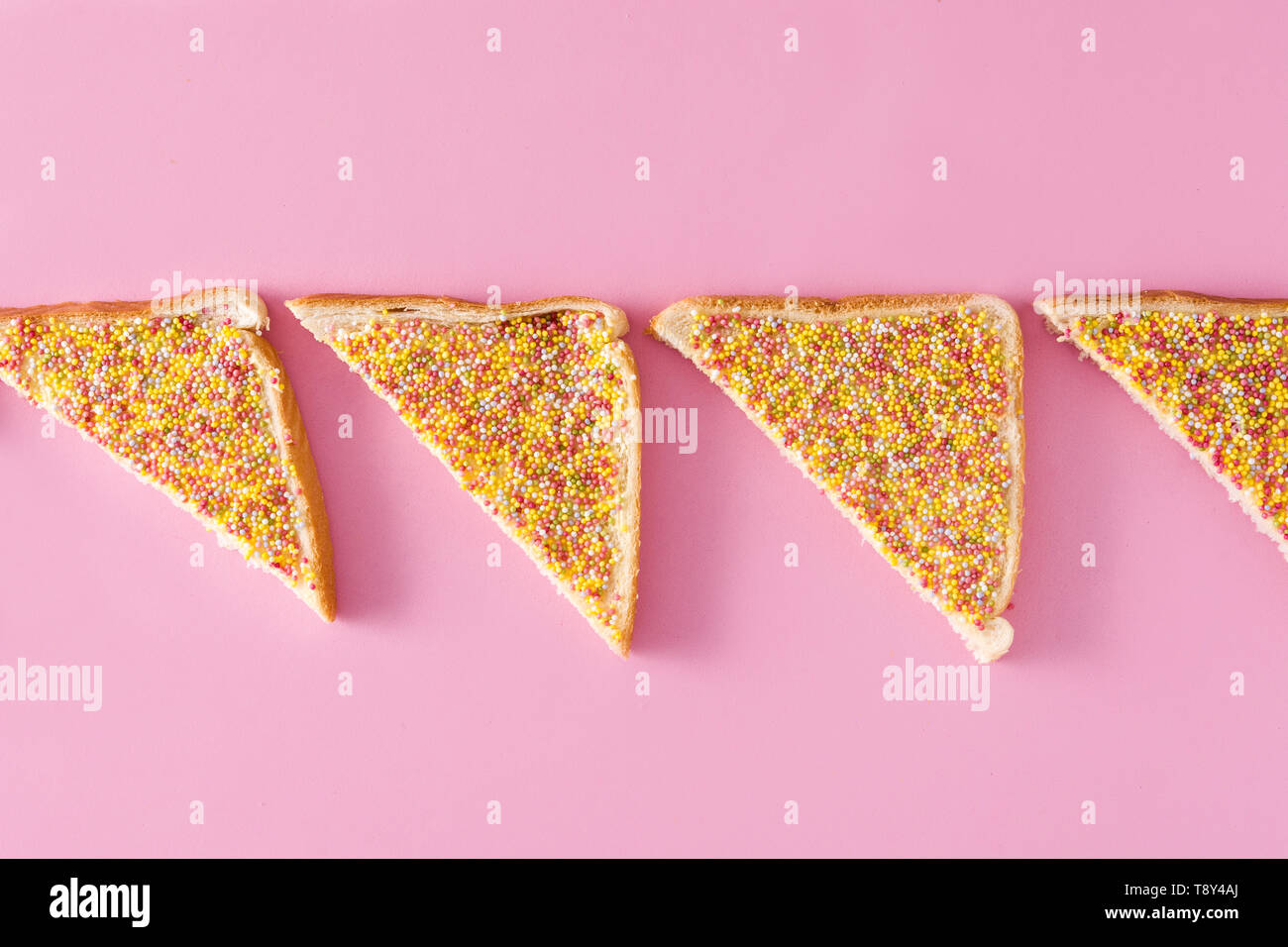 Traditional Australian fairy bread pattern on pink background Stock ...