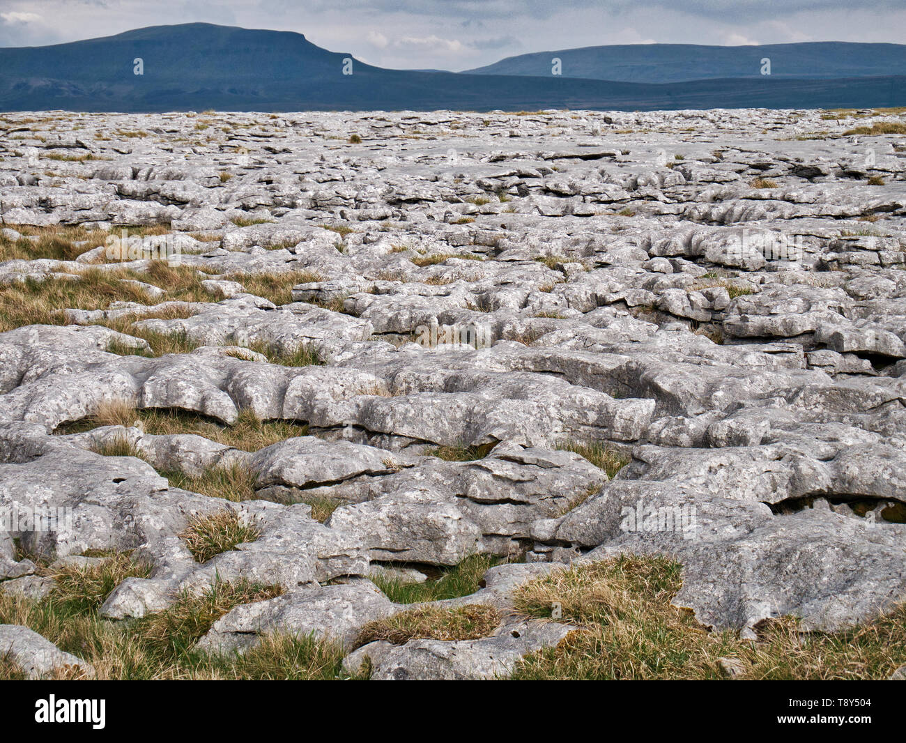 Limestone pavement - an area of limestone eroded by water - in the ...