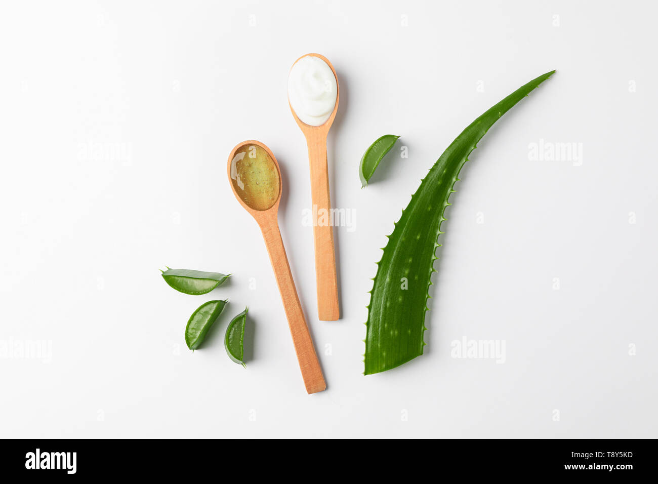 Flat lay composition with natural treatment accessories on white ...