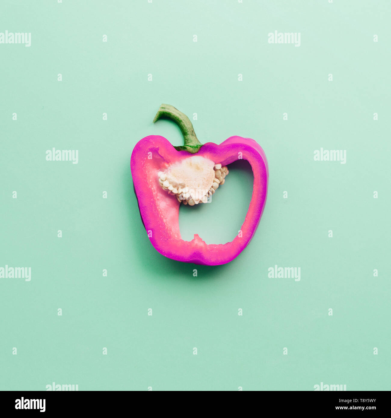 Colorful of bell pepper,chilli slice in pastel background Stock Photo ...