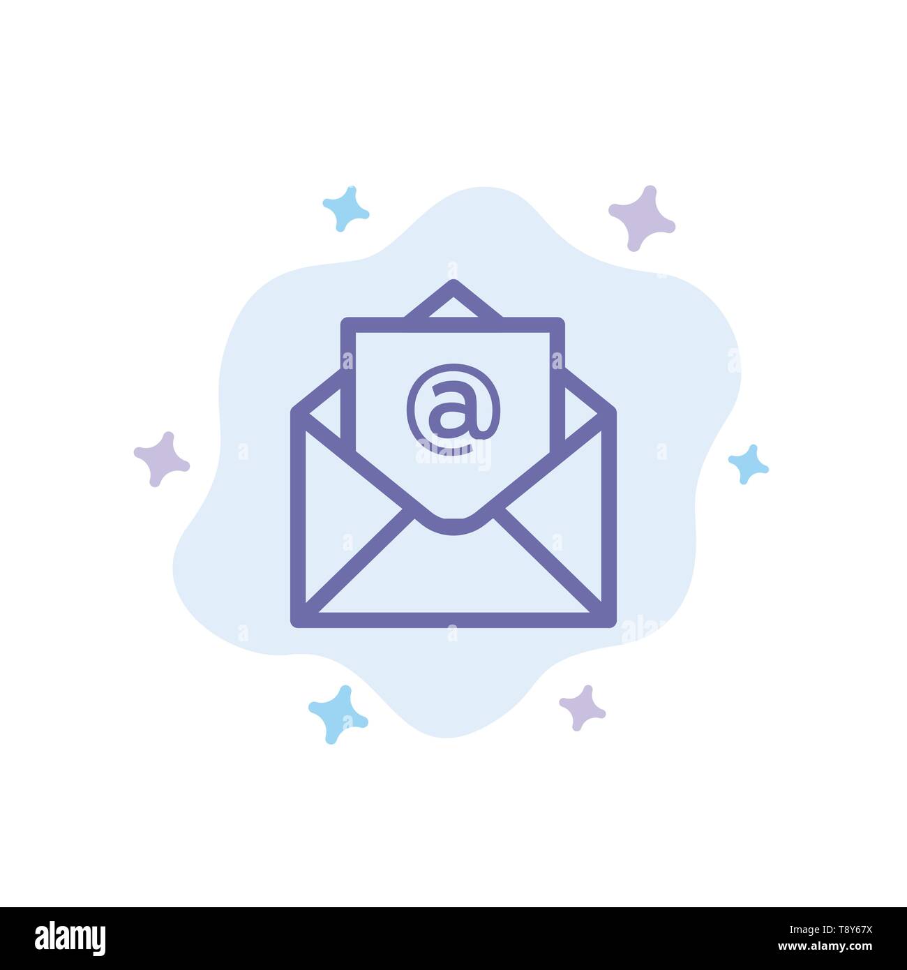 Email, Mail, Open Blue Icon on Abstract Cloud Background Stock Vector ...