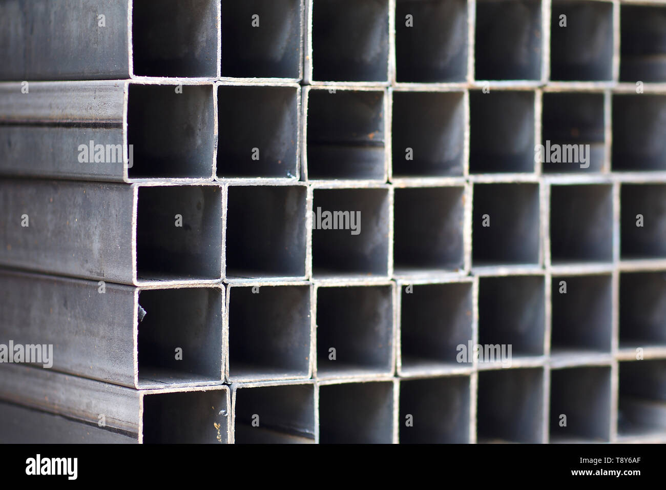 Metal profile pipe of rectangular cross section in packs at the ...