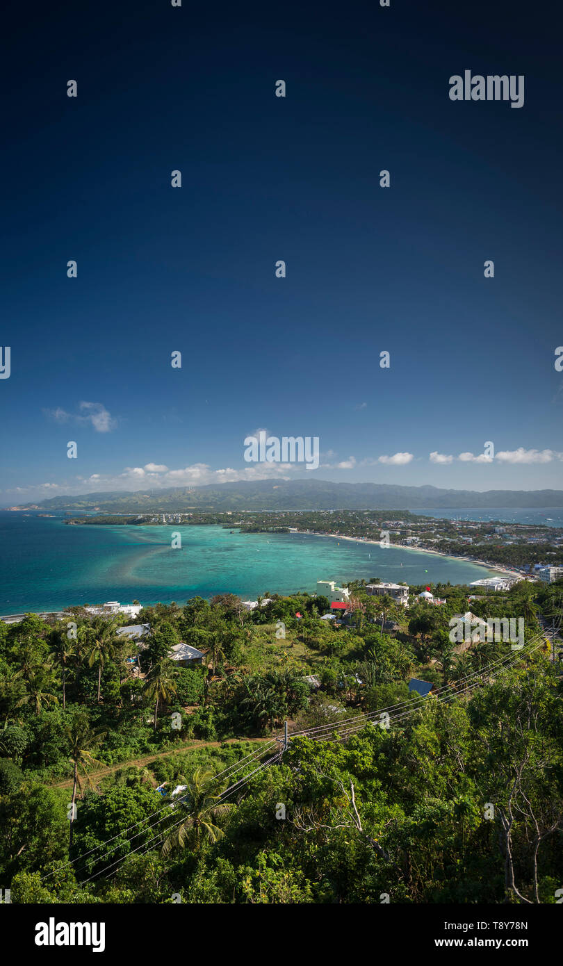 view of tropical boracay island landscape and coast in the philippines ...