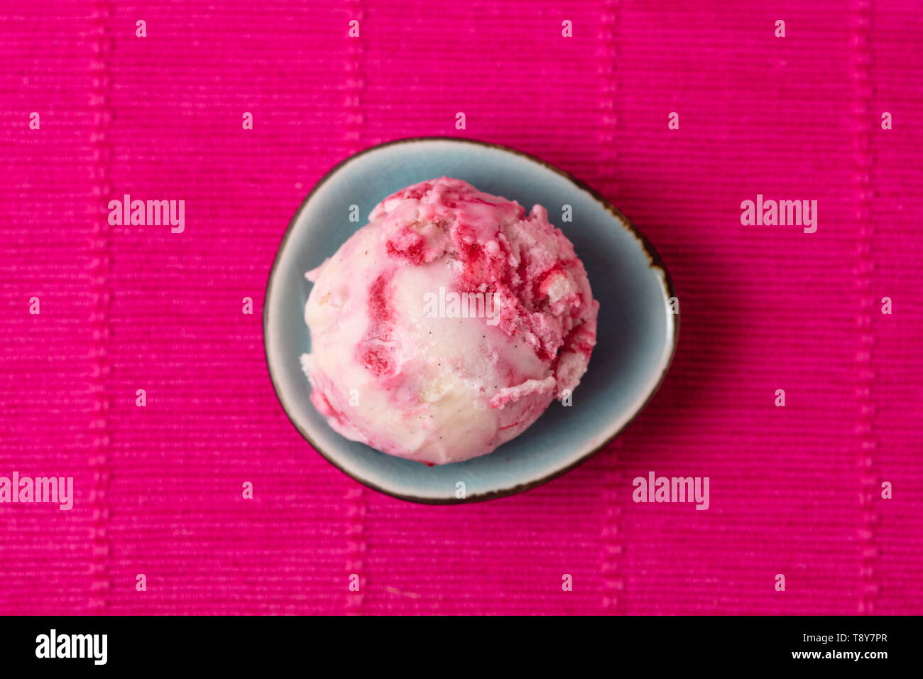 Fresh vanilla ice cream with forest fruit variegato from above Stock ...