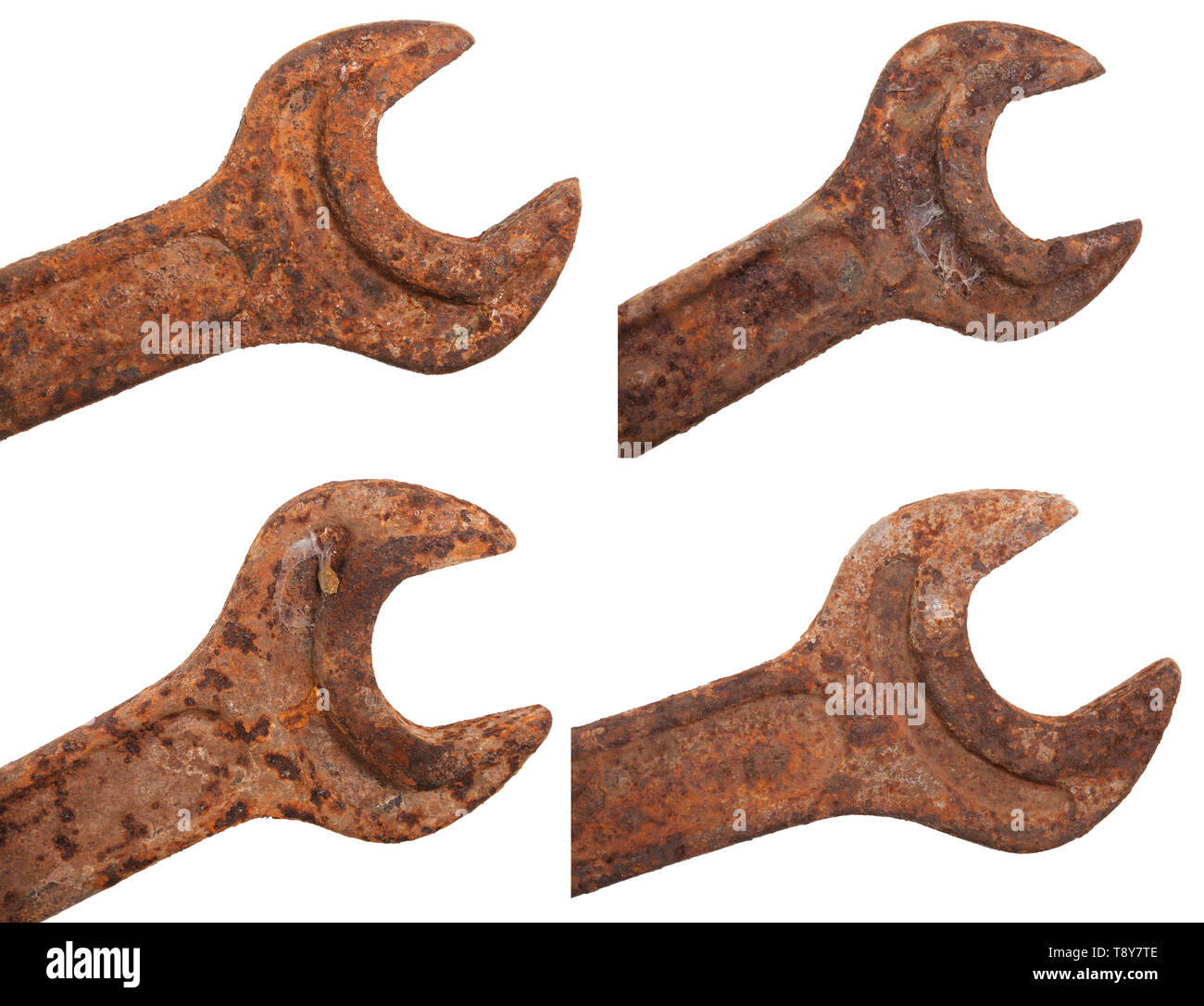 Part of rusty wrench. Isolated on white. Set Stock Photo - Alamy
