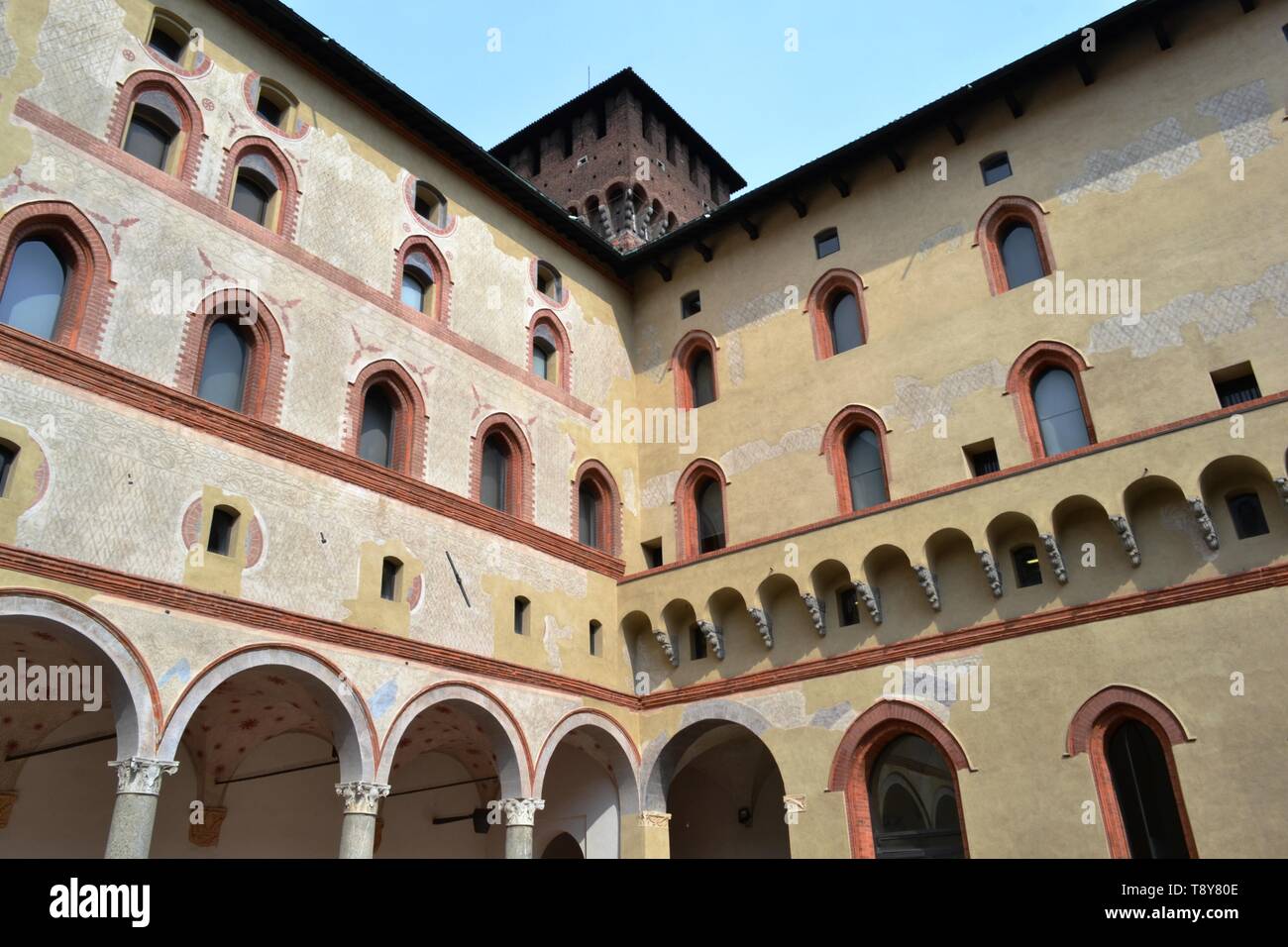 View from internal court to walls, columns and arcades of ancient ...