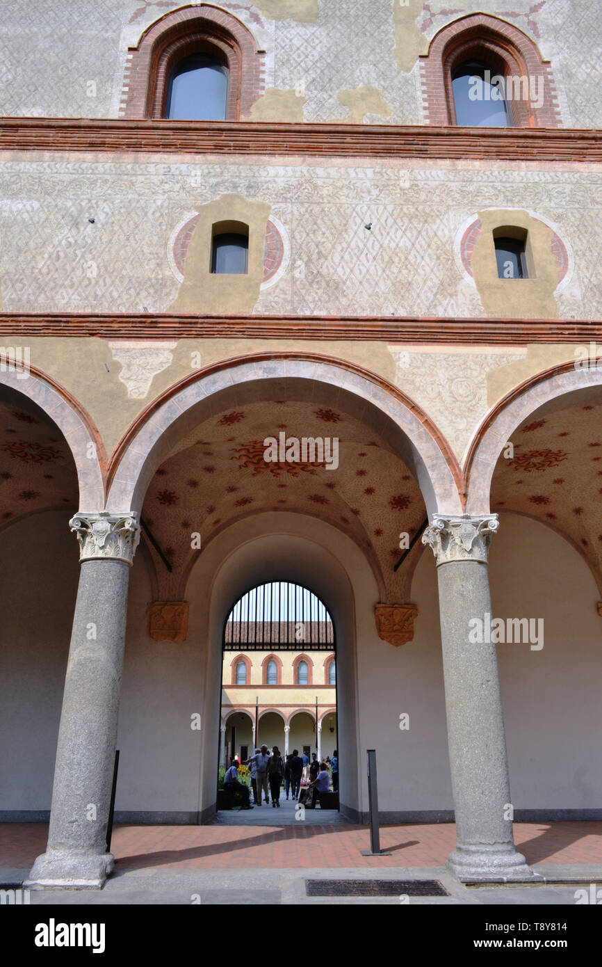 View from internal court to walls, entrance, columns and arcades of ...