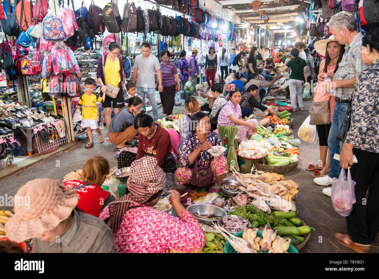 the fish and vegetable market at the old market of Phsar chas in the ...
