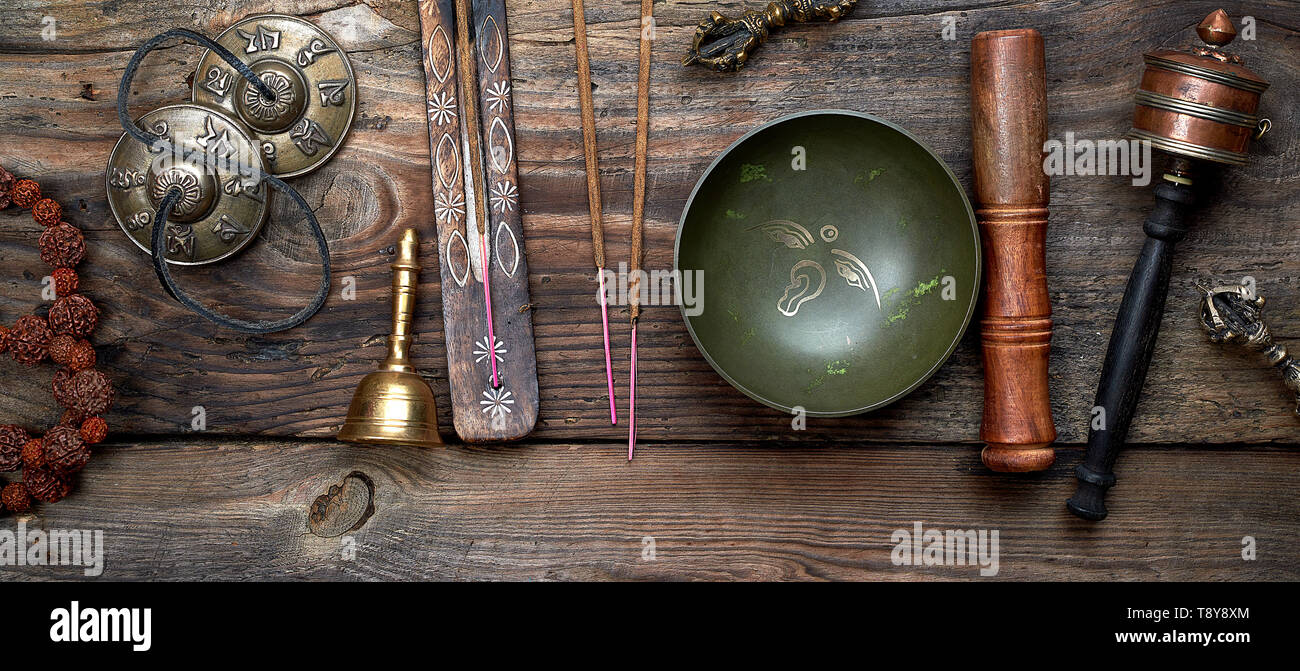 Tibetan singing bowl and other religious ritual instruments for ...
