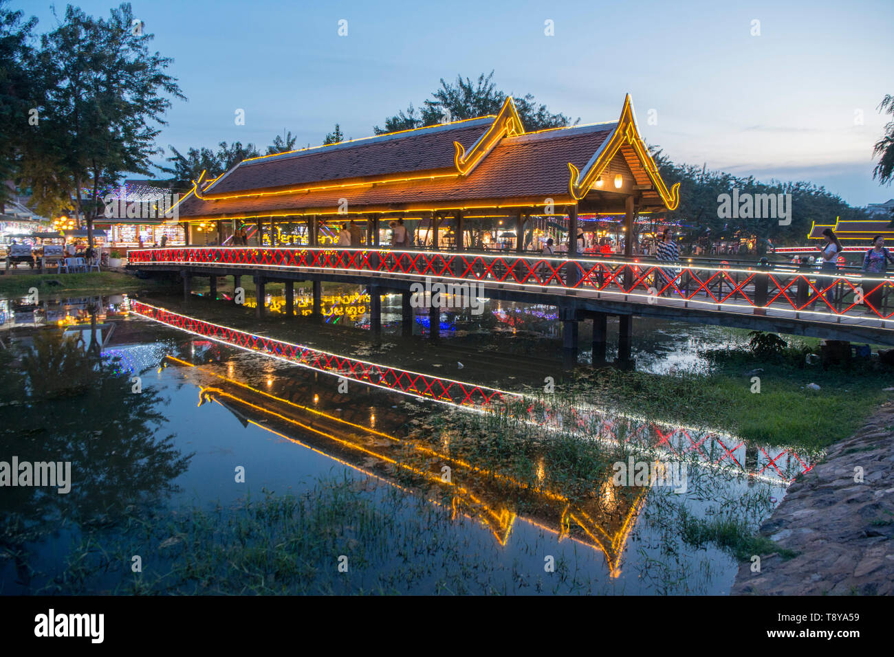 a bridge at the Siem Reap River in the old Town in the city of Siem ...