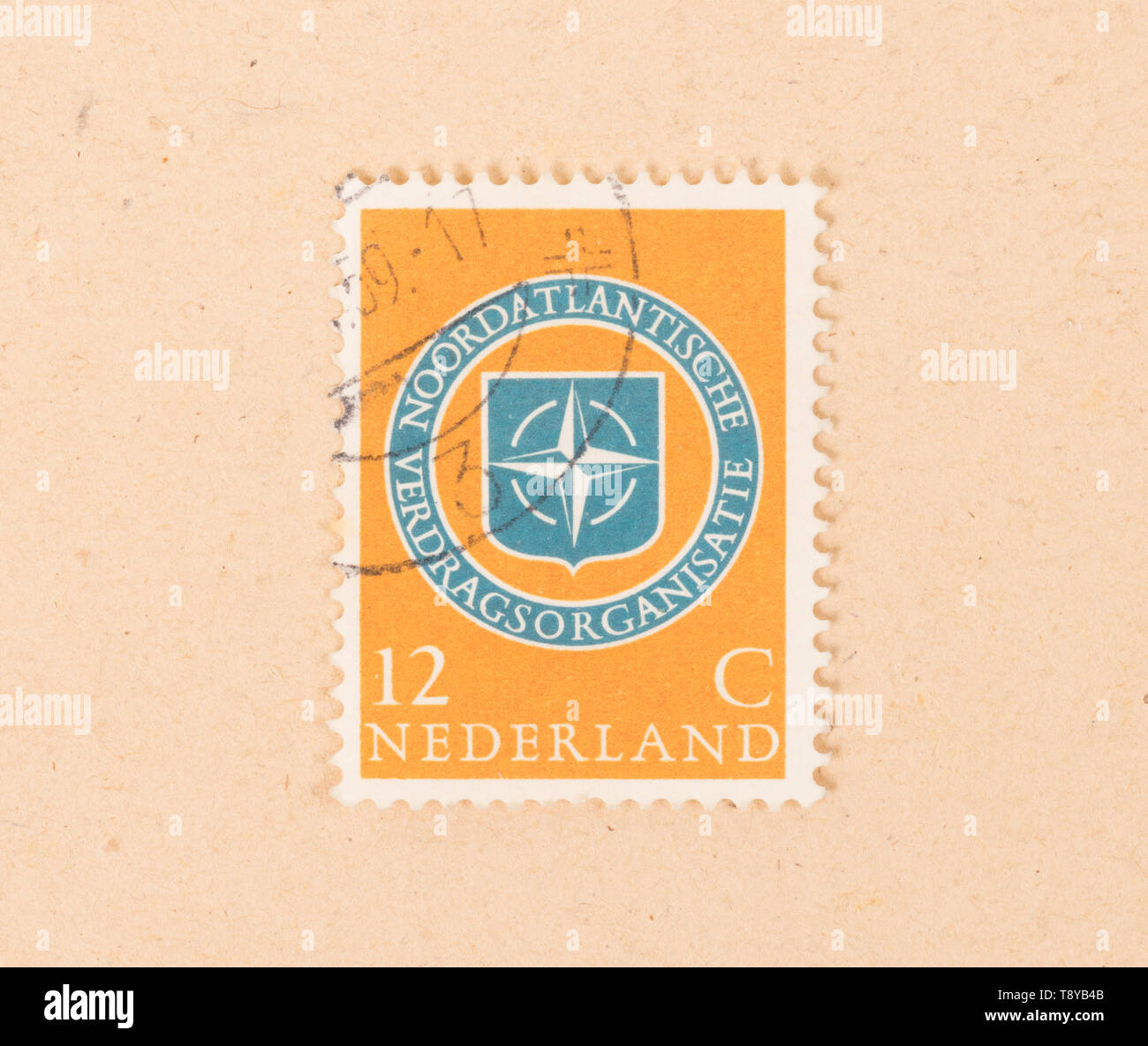 THE NETHERLANDS 1960: A stamp printed in the Netherlands shows the NATO ...
