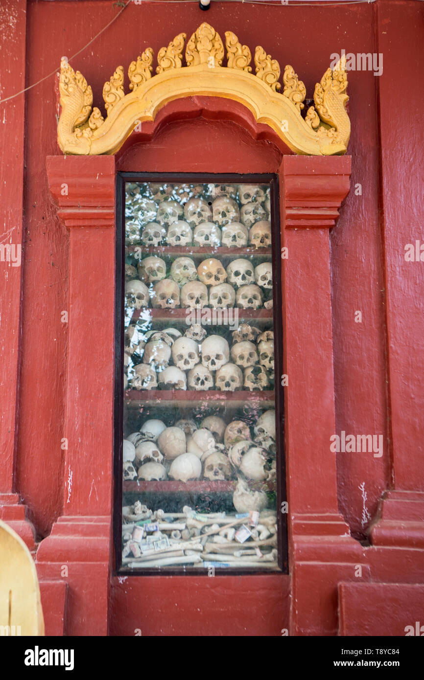 the Wat Thmey or Killing Fieldsof the red khmer in the city of Siem ...