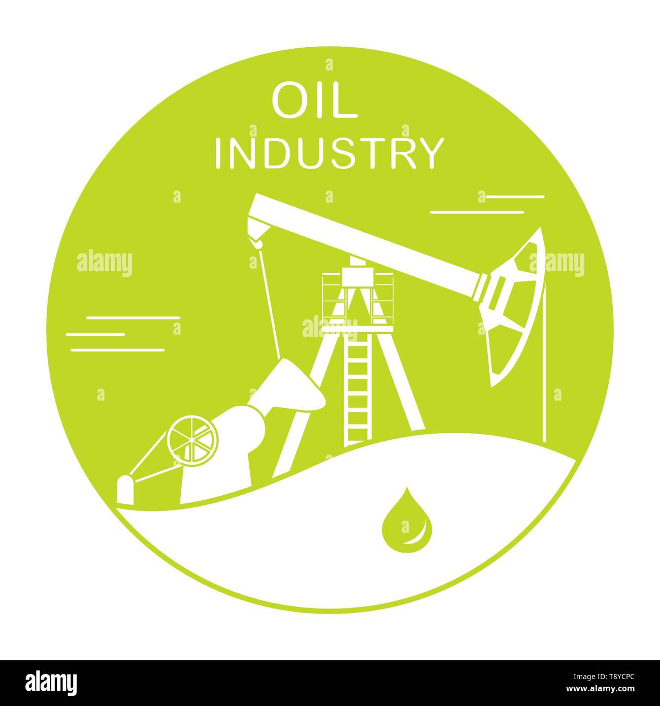 Vector illustration with equipment for oil production. Oil industry ...