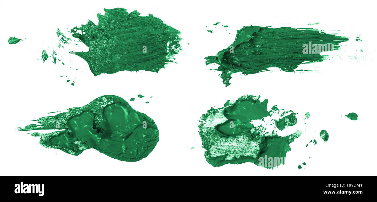 smudge turquoise oil paint on white. Set Stock Photo - Alamy
