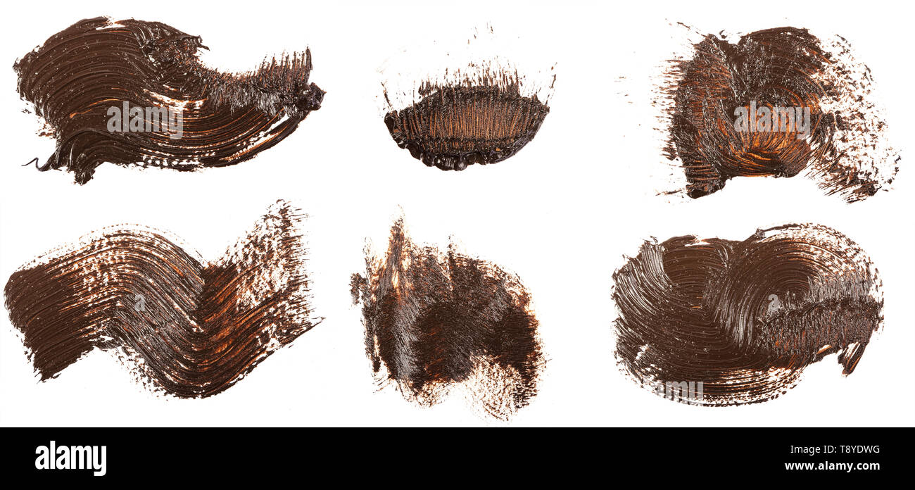 smudge brown oil paint on white. Set Stock Photo - Alamy