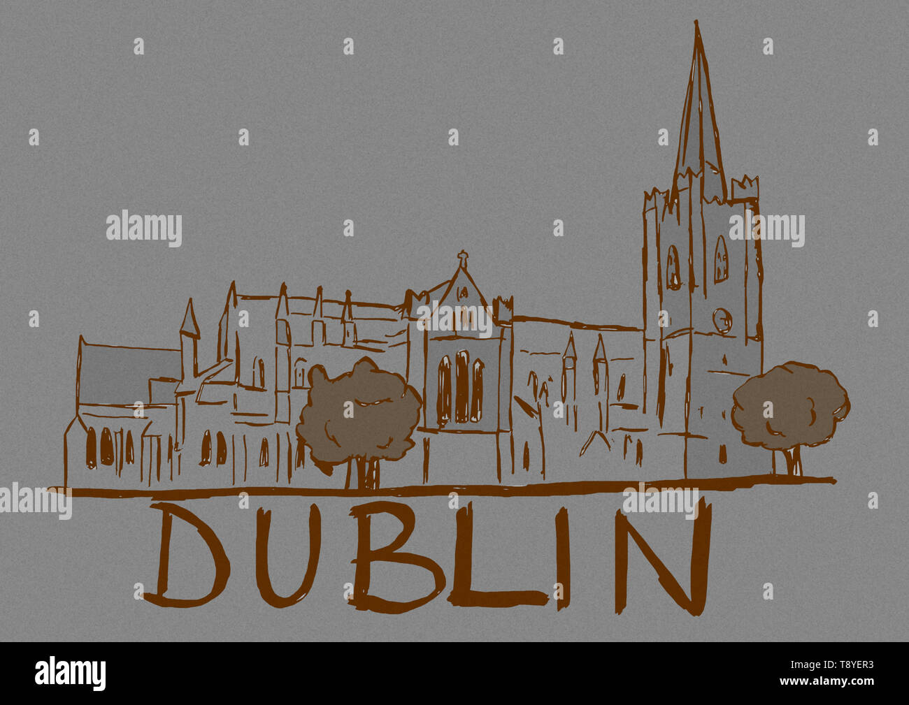 Vintage Dublin city sketch Stock Photo - Alamy
